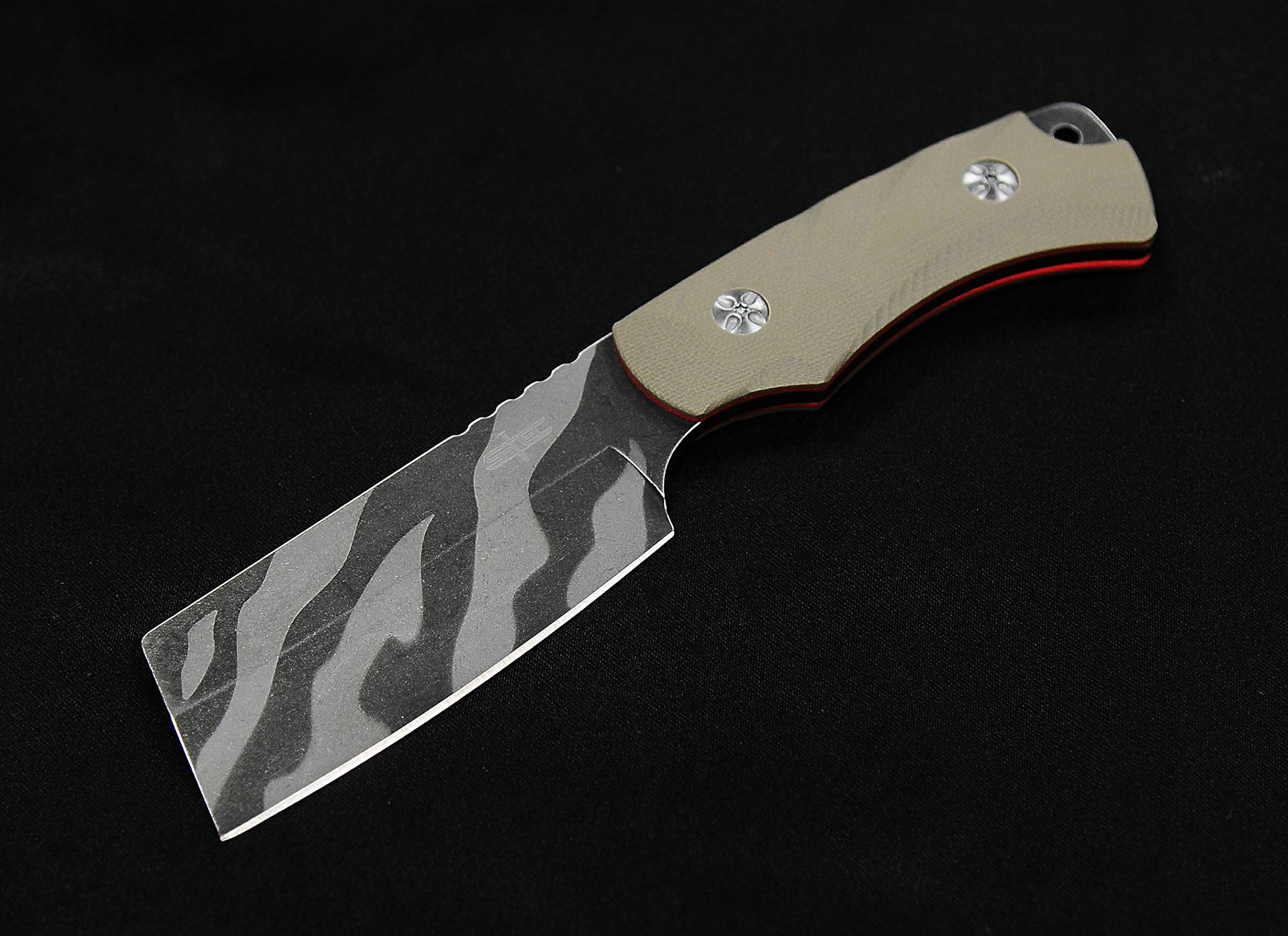 S-TEC Tiger Stripe Mini Cleaver Tactical Hunting Knife w/ G10 Composite ...