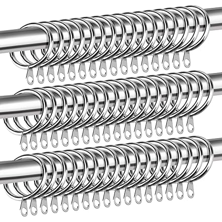 WXJ13 Metal Curtain Rings 50 Packs Hanging Rings for Curtains and Rods ...