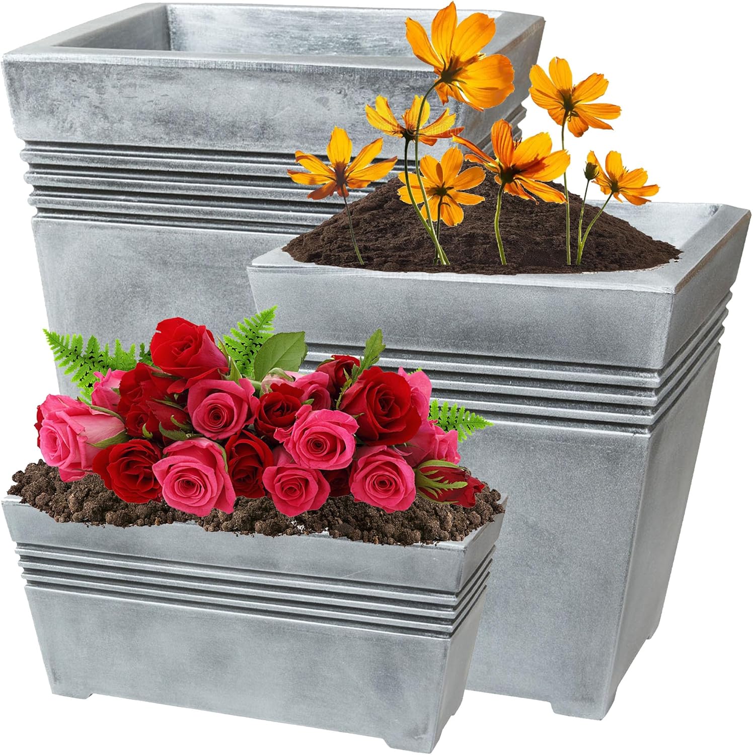 STORM TRADING GROUP Garden Planters Grey Venice Trough, Square or Tall ...