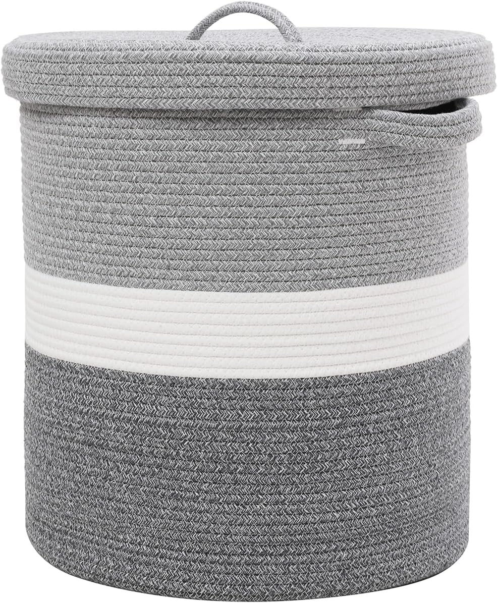 Amazon.com: 16" x 16" x 18" Extra Large Storage Basket with Lid, Cotton ...