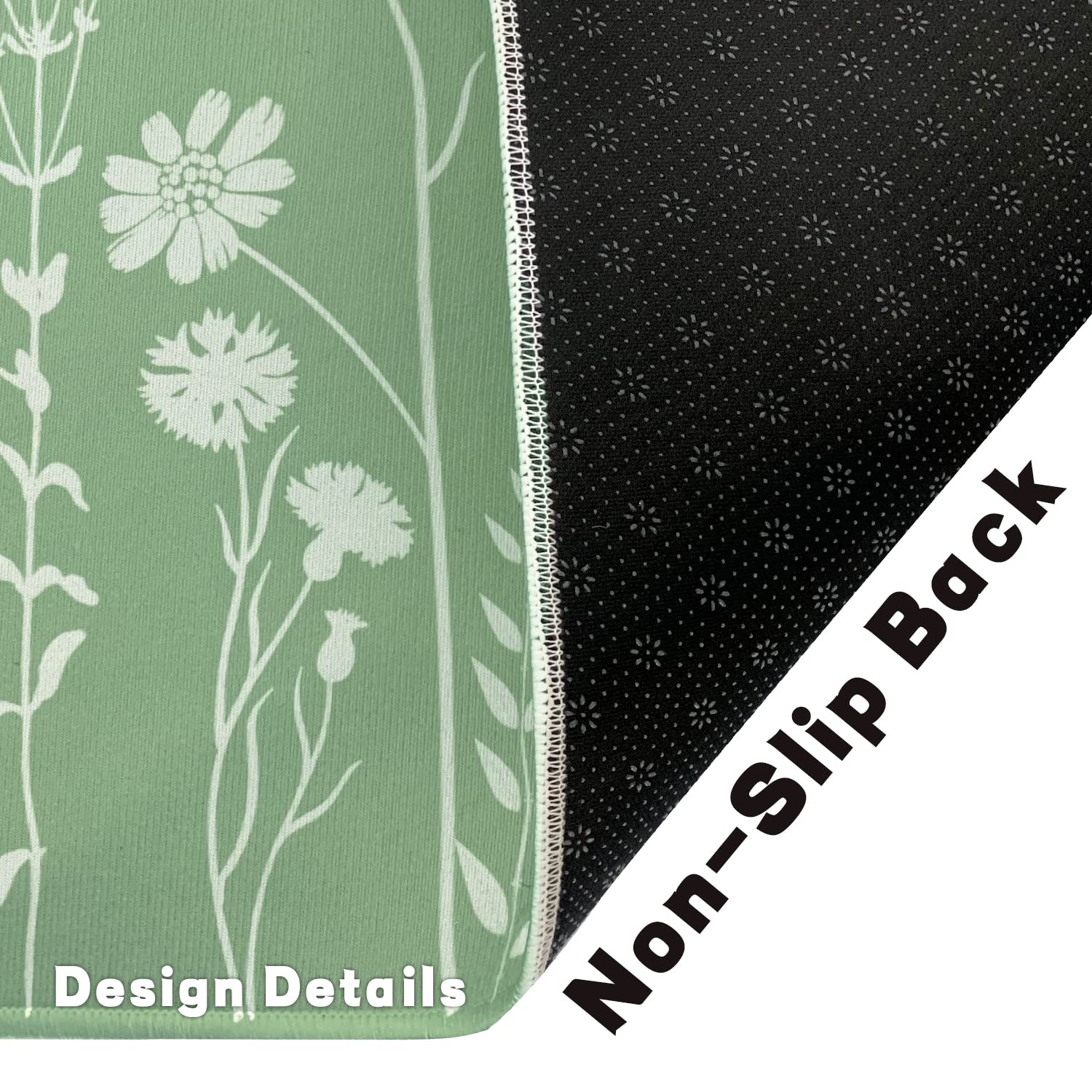 Sage Green Kitchen Mat Rug Set of 2- Plant Floral Butterfly Kitchen ...