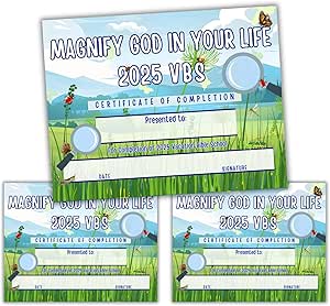 Amazon.com: 2025 VBS Certificate of Completion Magnify God in Your Life - 50pk 8.5x11” Vacation ...