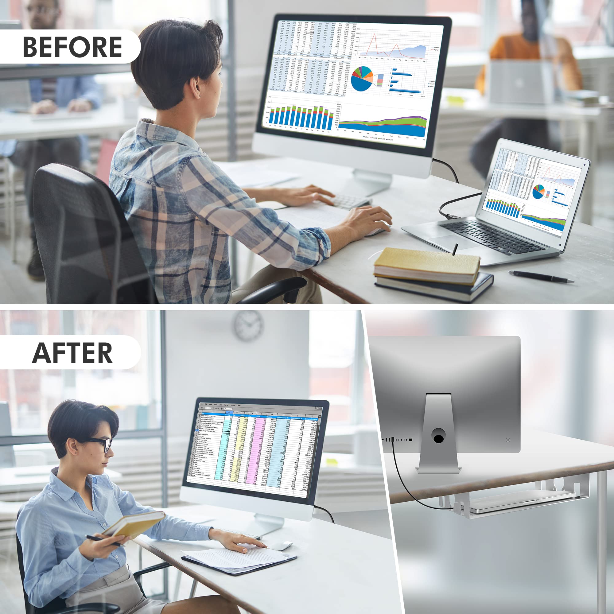 Under Table Shelf - Shelf for Laptop, PC,Mac Mini, Computer, and Gadget ...