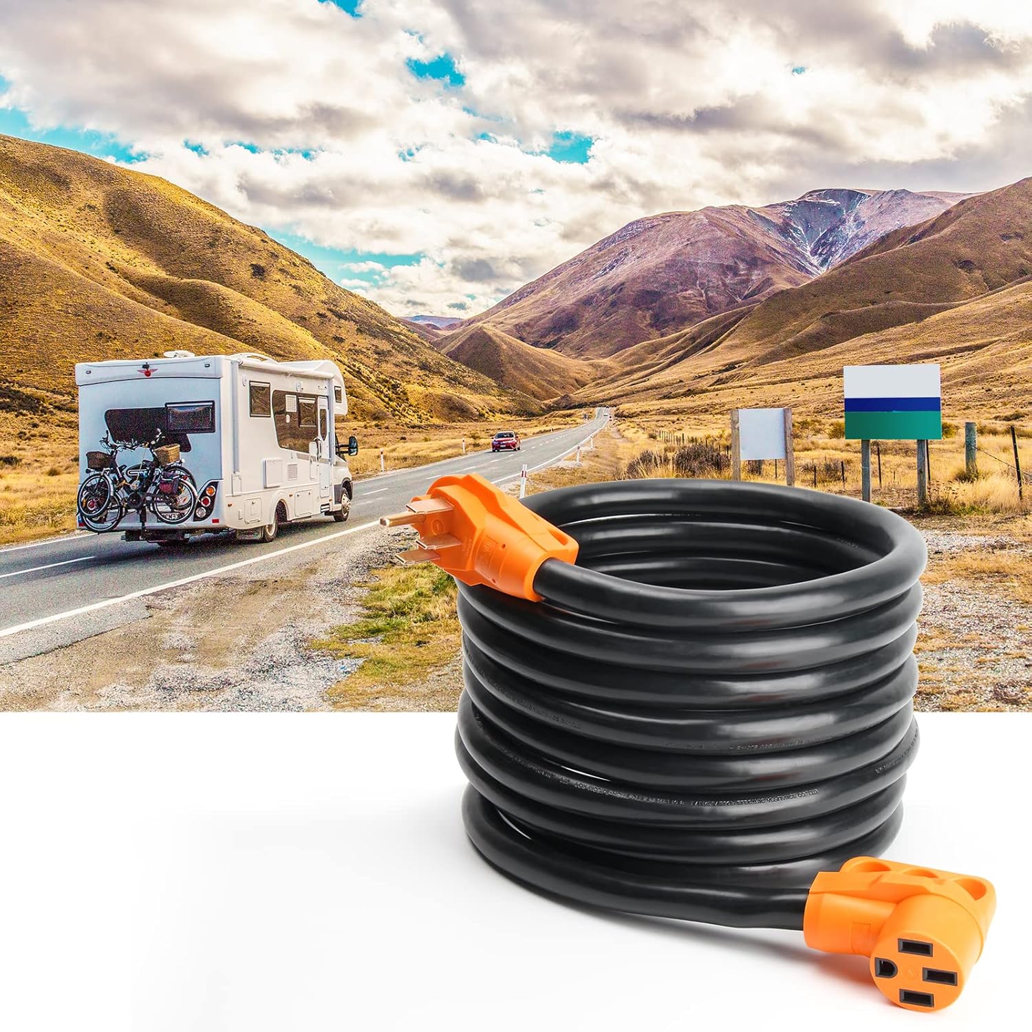 OPL5 Orange 25FT 50A RV Power Extension Cord, Heavy Duty 50 Amp Male ...
