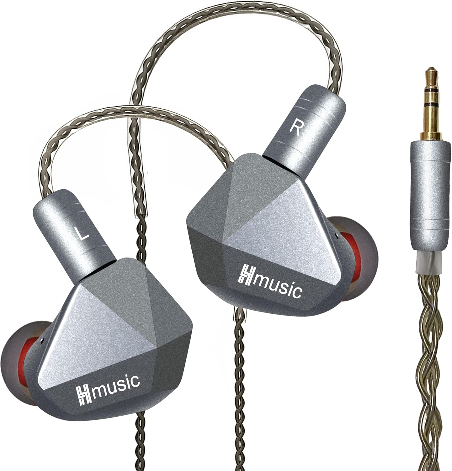 Hmusic IEM Earphones, Dual Magnetic Dynamic Drivers HiFi Stereo Sound ...
