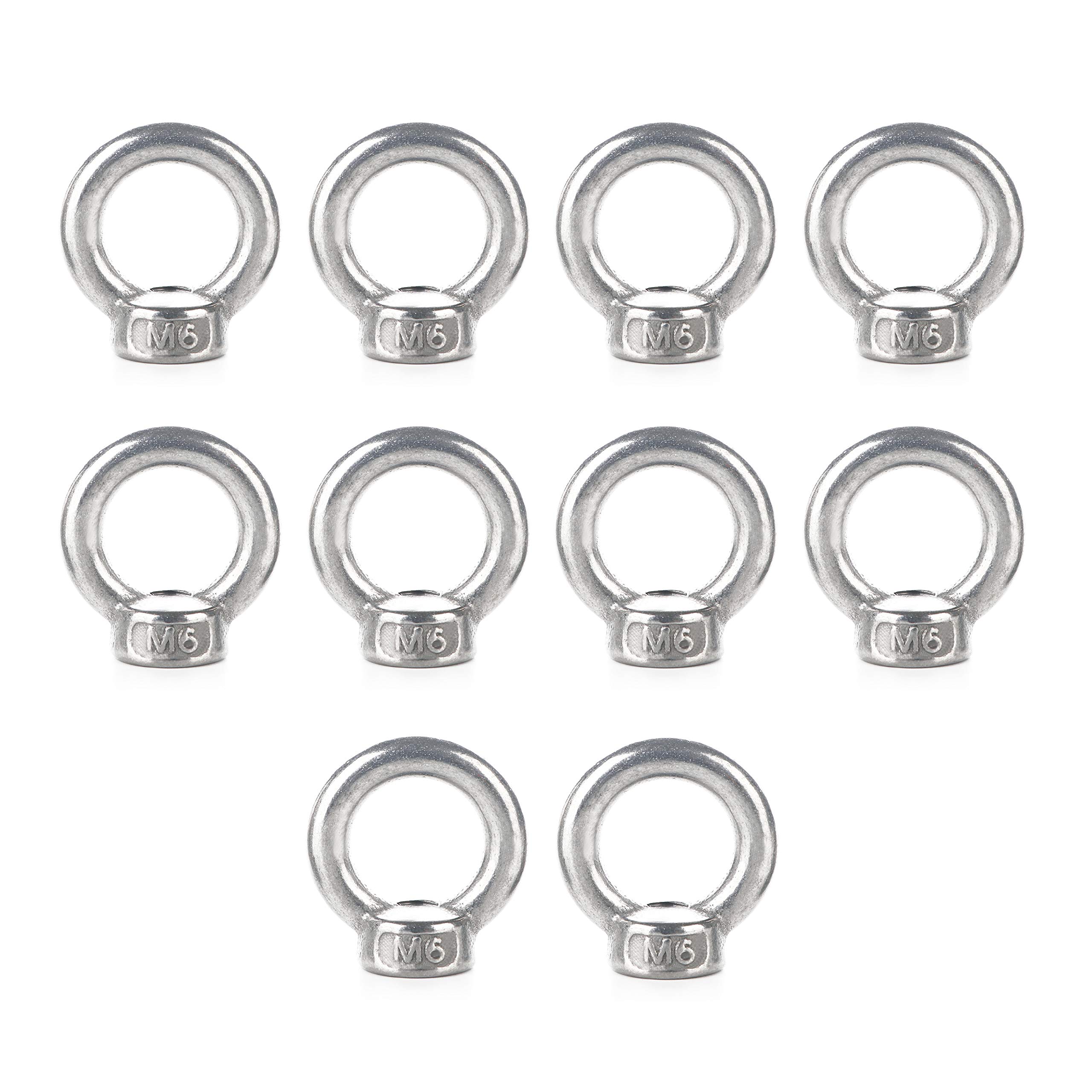 Snapklik.com : 10Pcs 304 Stainless Steel M6 Ring Eye Bolts Threaded Nuts