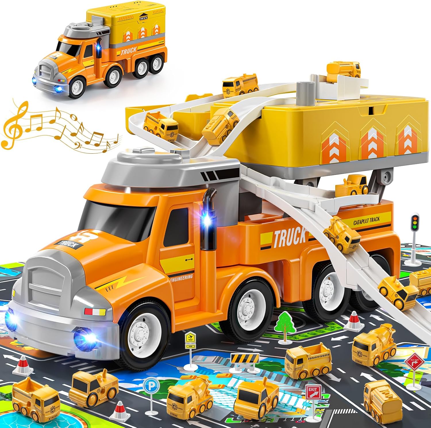 Amazon.com: TEMI Construction Truck Kids Toys for 3 4 5 6 Year Old Boys ...