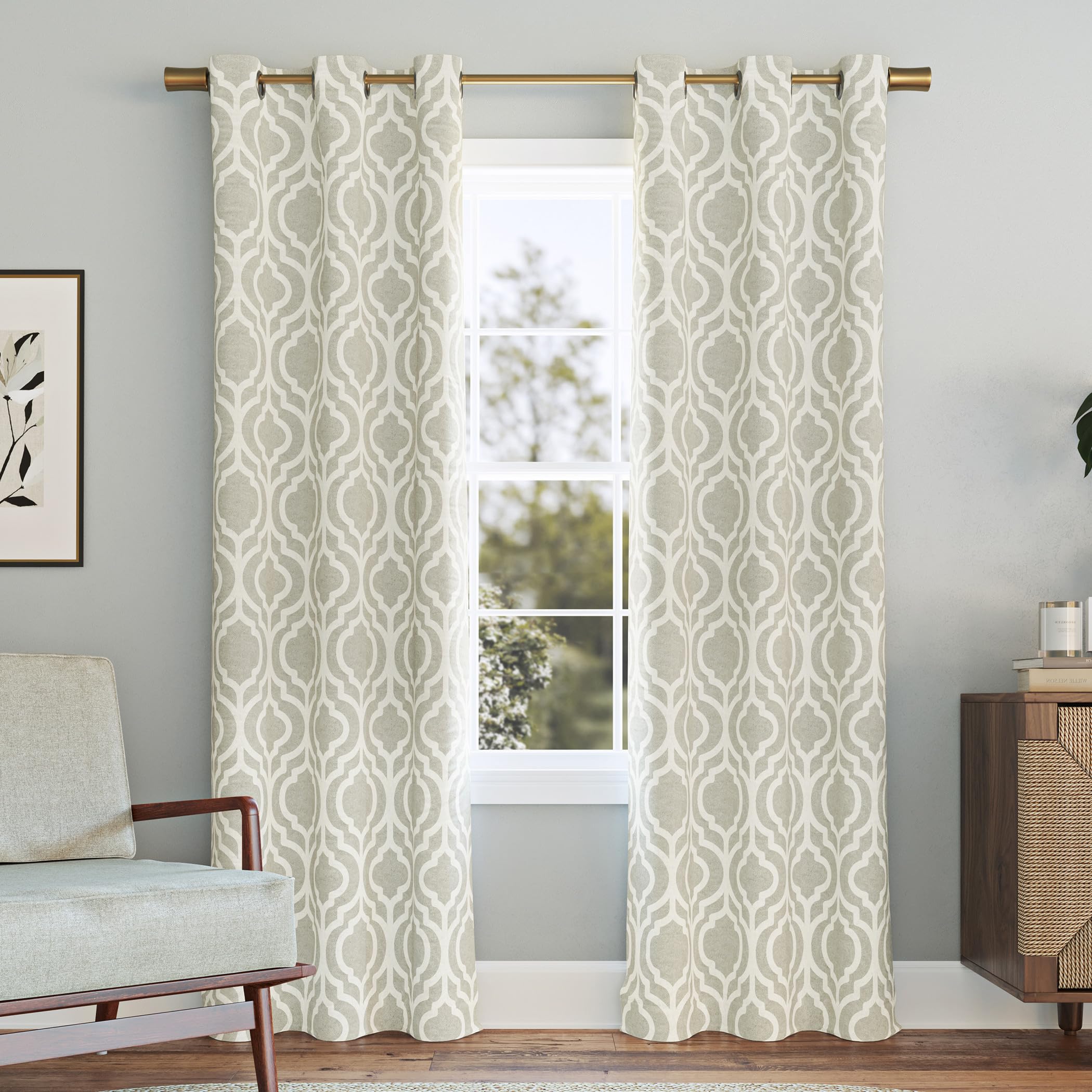 Amazon.com: Sun Zero Eldon Trellis Print Blackout Grommet Curtain Panel ...
