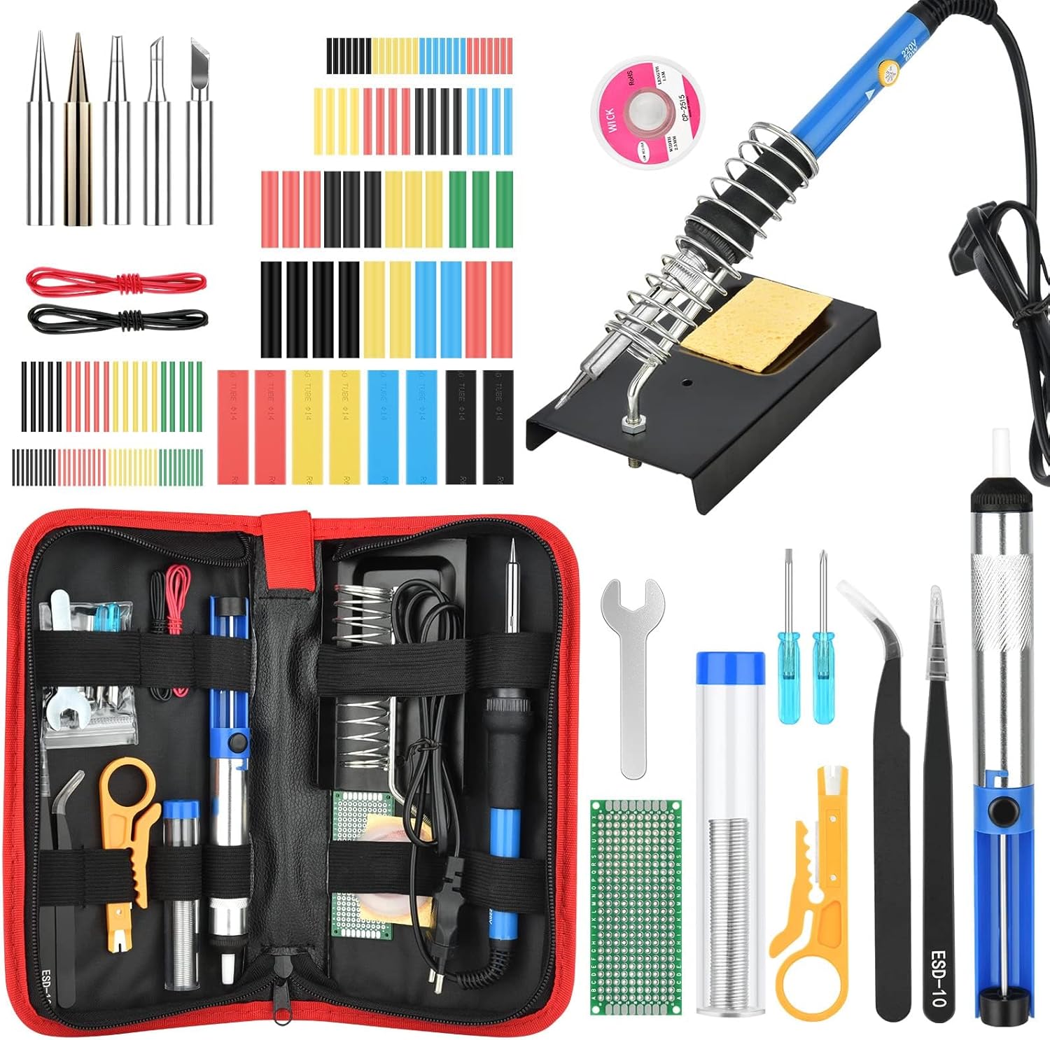 Soldering Iron Kit: 60W Welding Tools with Adjustable Temp 200-450°C ...