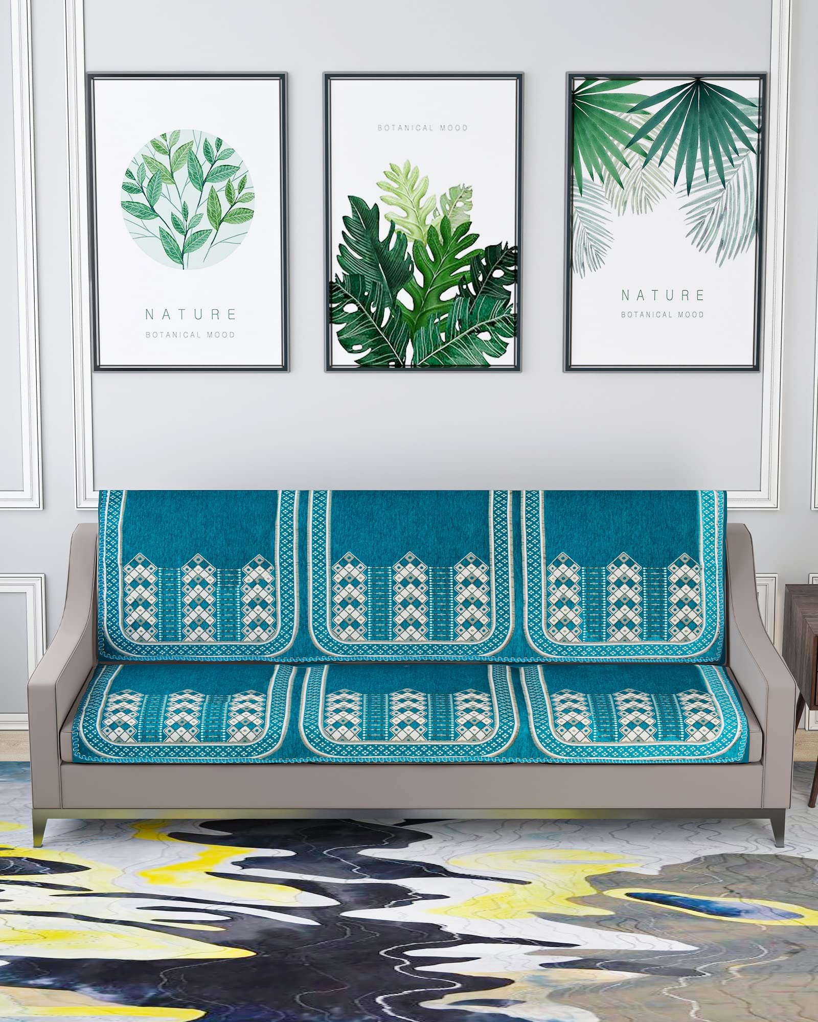 Nendle Luxurious Abstract Design Sofa Cover 3 Seater Velvet| 3 Seater ...