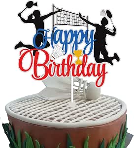 Badminton Happy Birthday Cake Topper Glitter Badminton Player I Love ...