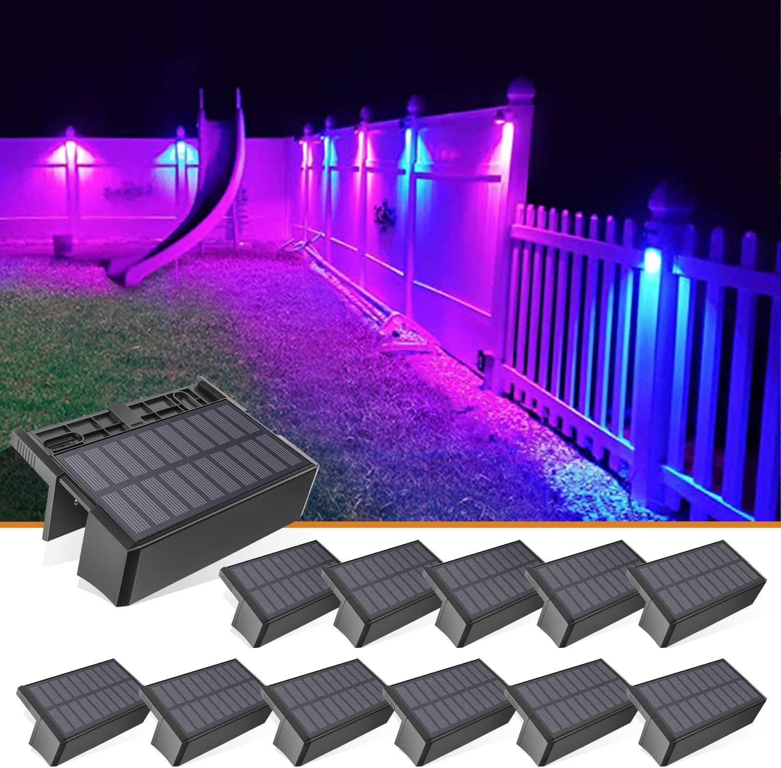 Brizled Solar Fence Lights Outdoor 8 Pack, Warm White & Cool White ...