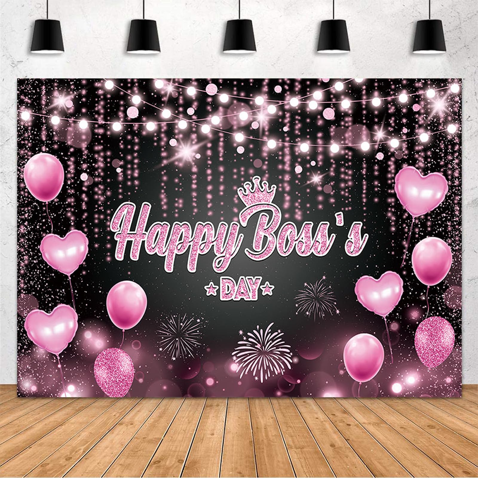 Amazon.com : MEHOFOND Happy Boss's Day Backdrop Pink Boss's Day Party ...