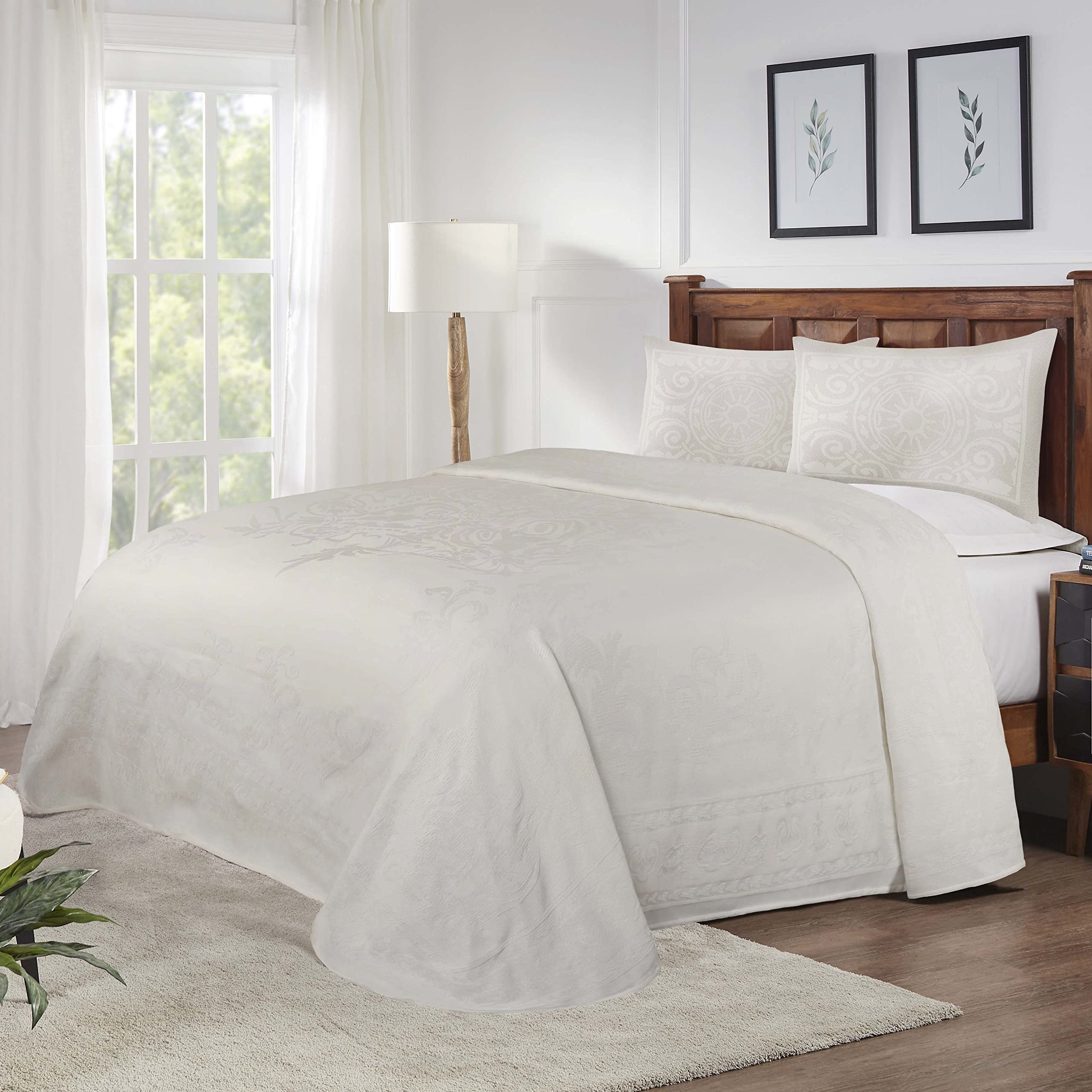 Amazon.com: Superior Cotton Blend 3-Piece Bedspread Set, Oversized ...