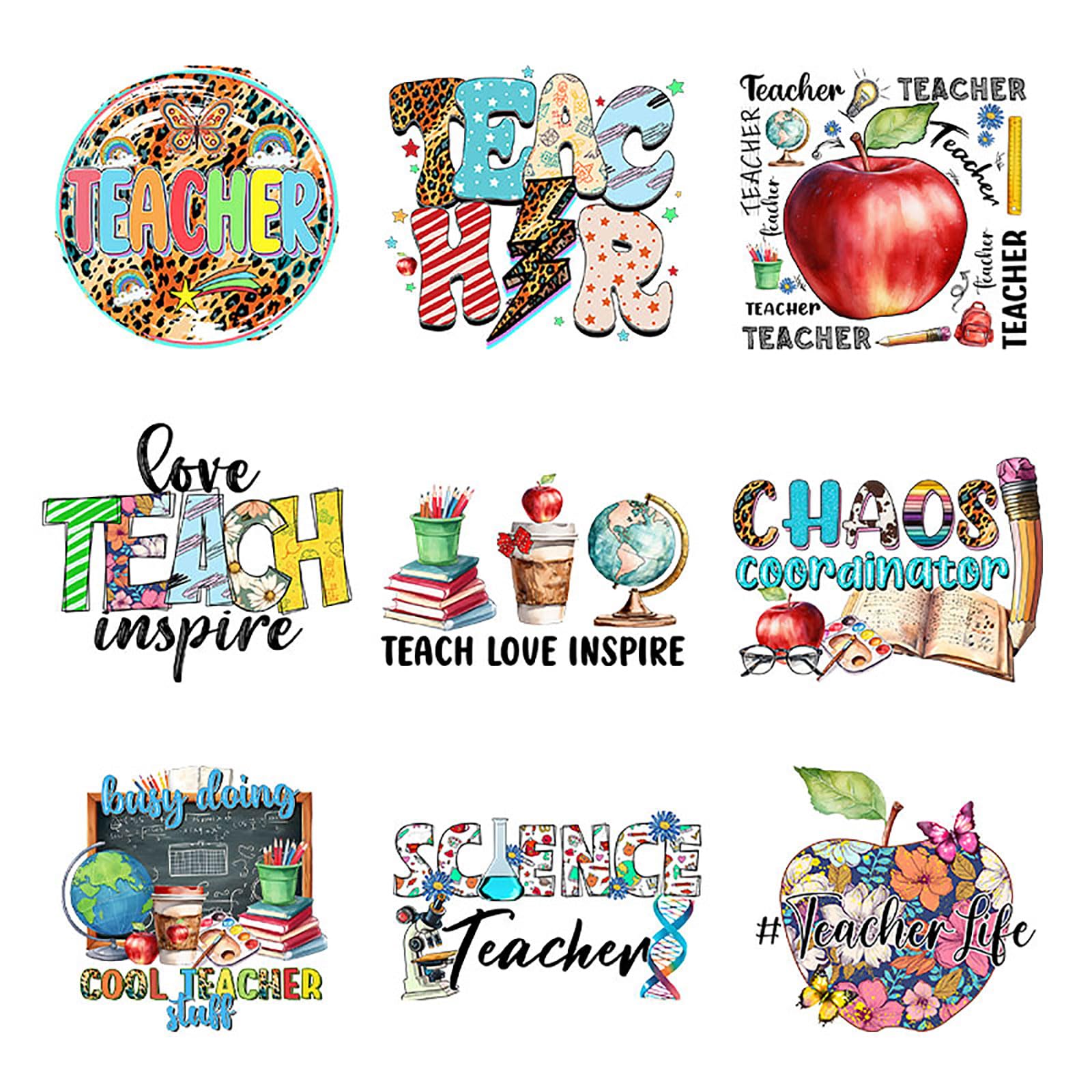 Amazon.com: 9Pcs Chaos Teacher Iron on Transfers Decals DIY Iron on ...