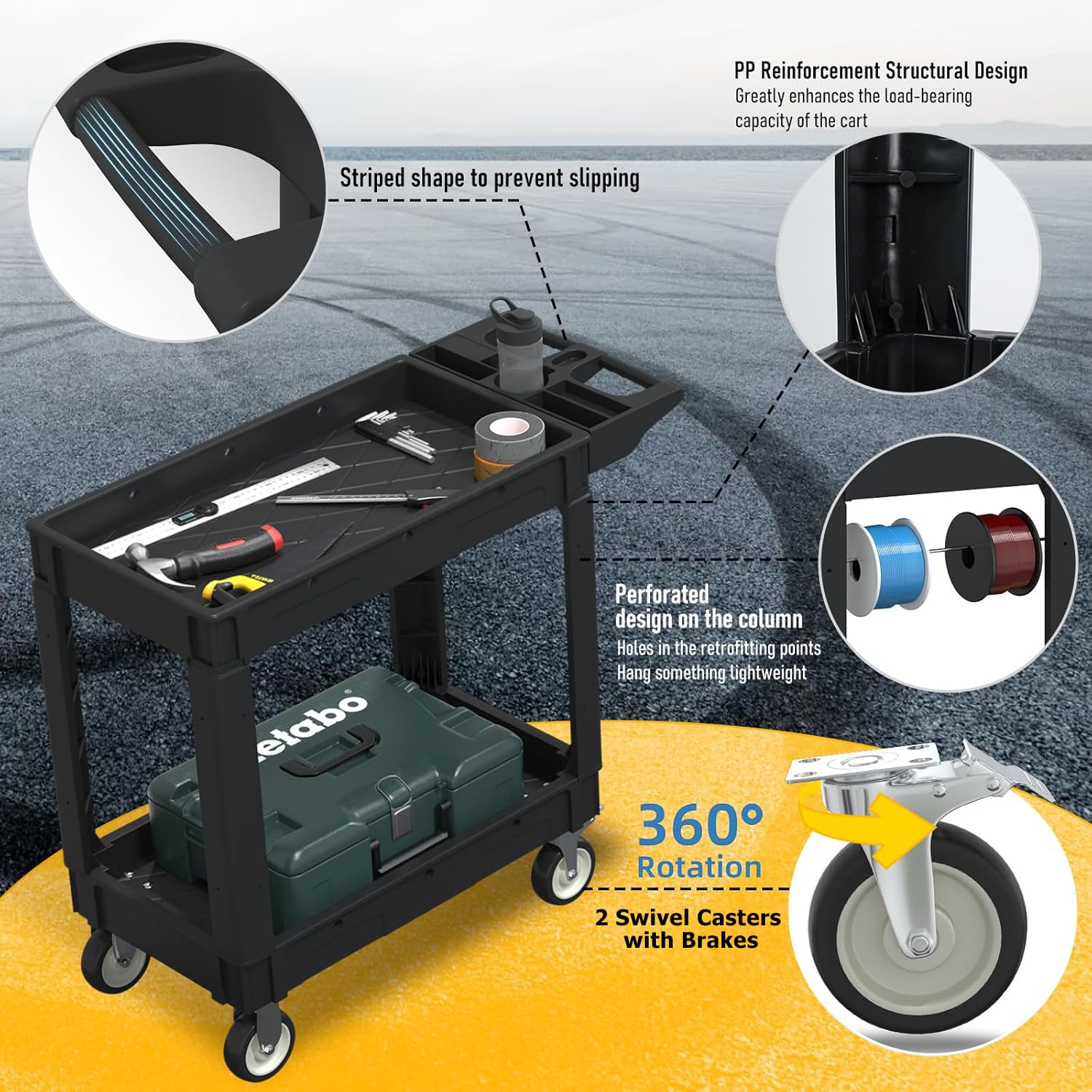 Snapklik.com : Tooremine Utility Rolling Tool Cart, 40 X 17-Inch ...