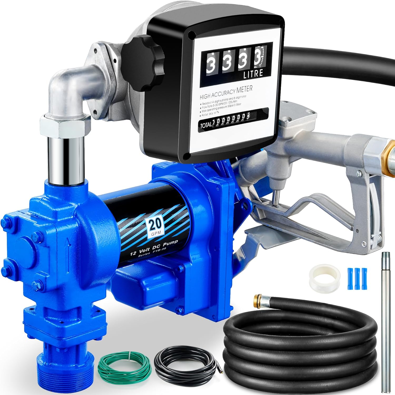 Amazon.com: 12V 20 GPM Fuel Transfer Pump, Self-Priming Gasoline ...