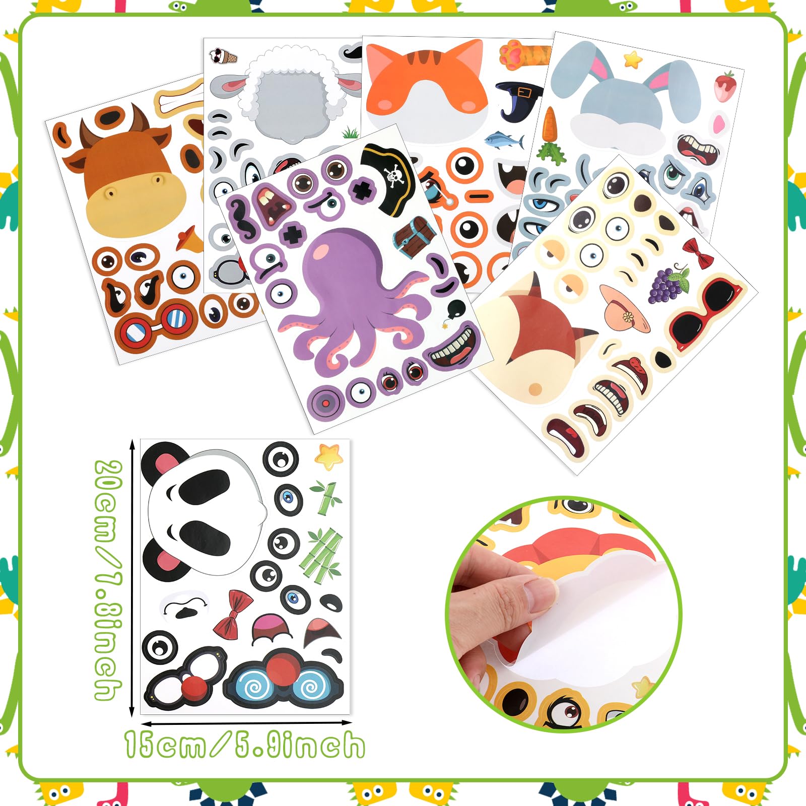 36 Sheets Make-a-face Sticker Sheets, Make Your Own Animal Face ...