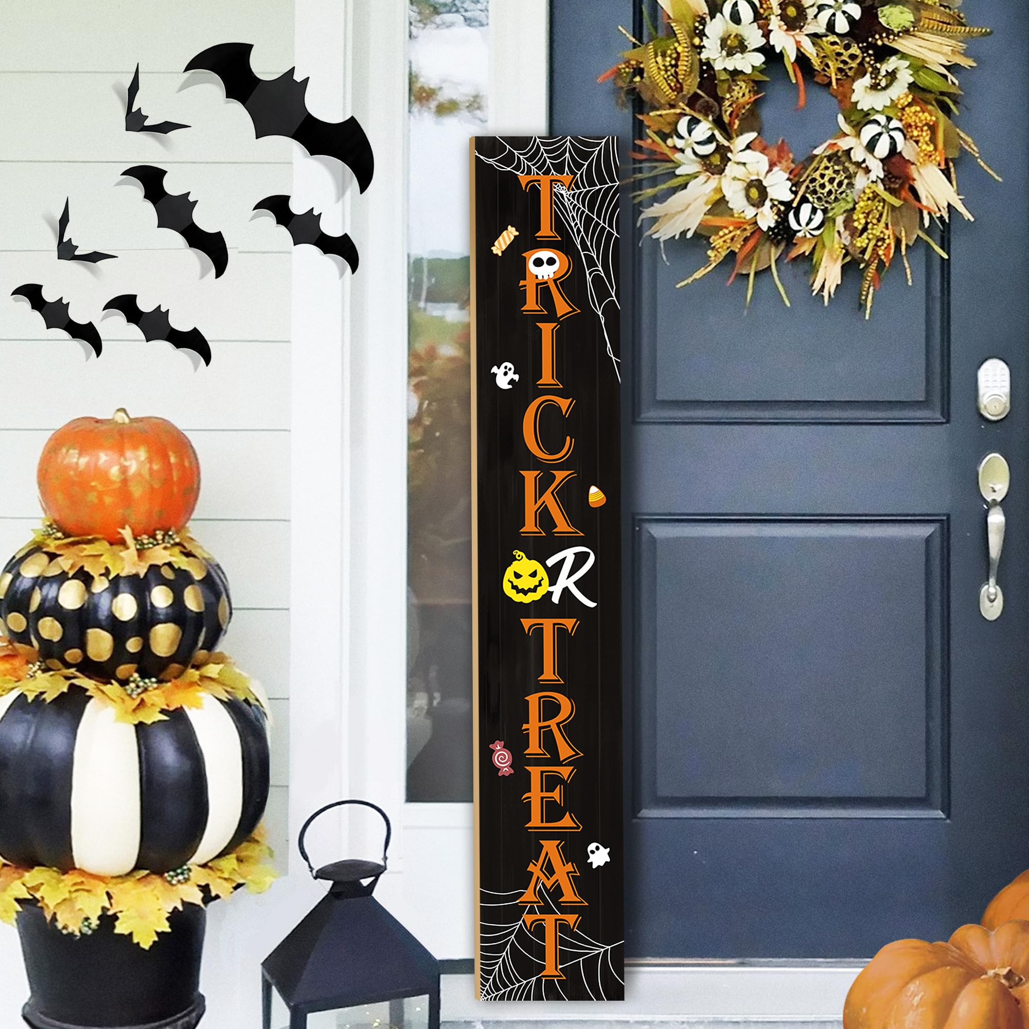 Amazon.com : Halloween Wooden Porch Sign 47" Trick or Treat Large ...