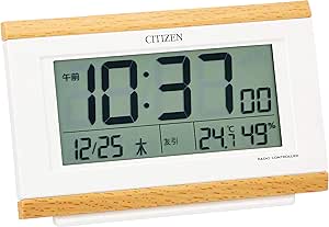 Amazon.co.jp: CITIZEN シチズン 目覚まし時計 電波 デジタル 温度 湿度 カレンダー 薄茶 8.9x13.5x4.4cm 8RZ161-007 : ホーム＆キッチン