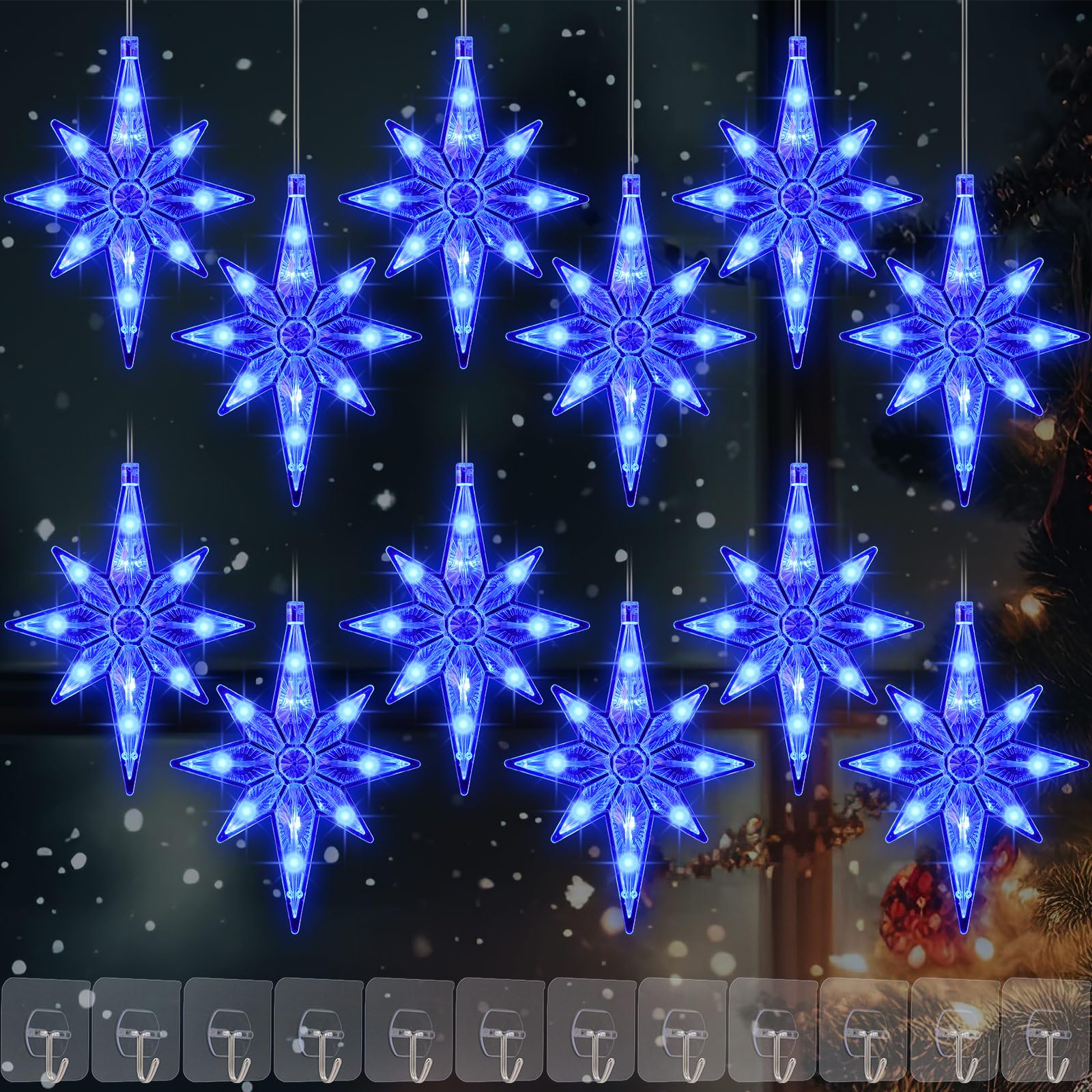Amazon.com : Baquler 12 Pcs Bethlehem Christmas Window Star Lights Star ...