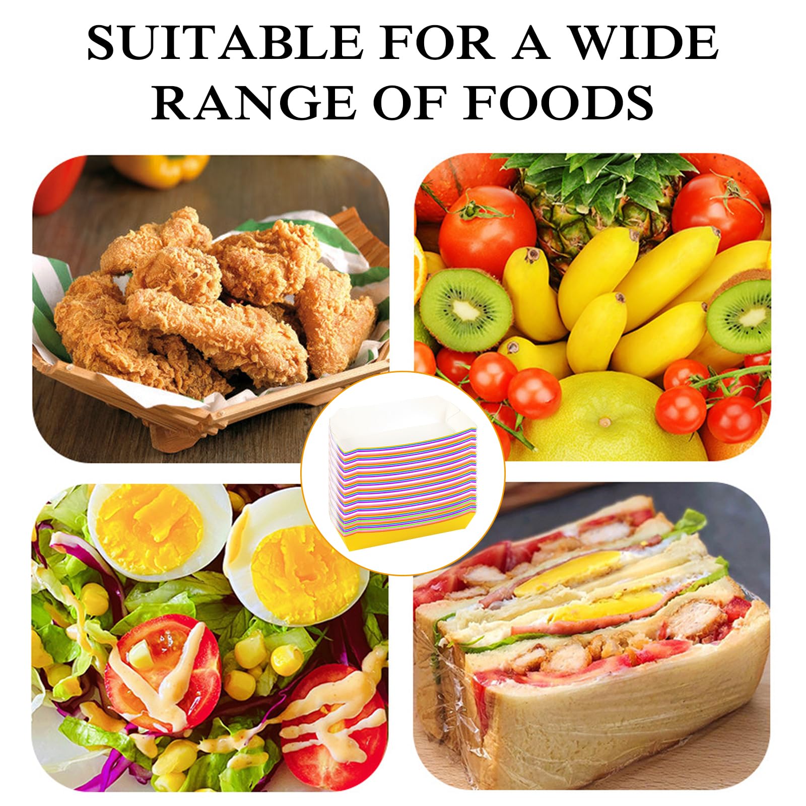 Snapklik.com : 120 Pcs Colorful Paper Food Boat Trays, 2 LB Disposable ...