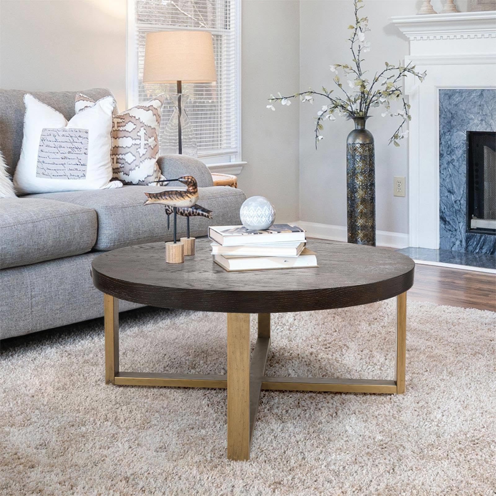 Amazon.com: GEPOW Round Coffee Table, 36” Coffee Table for Living Room ...