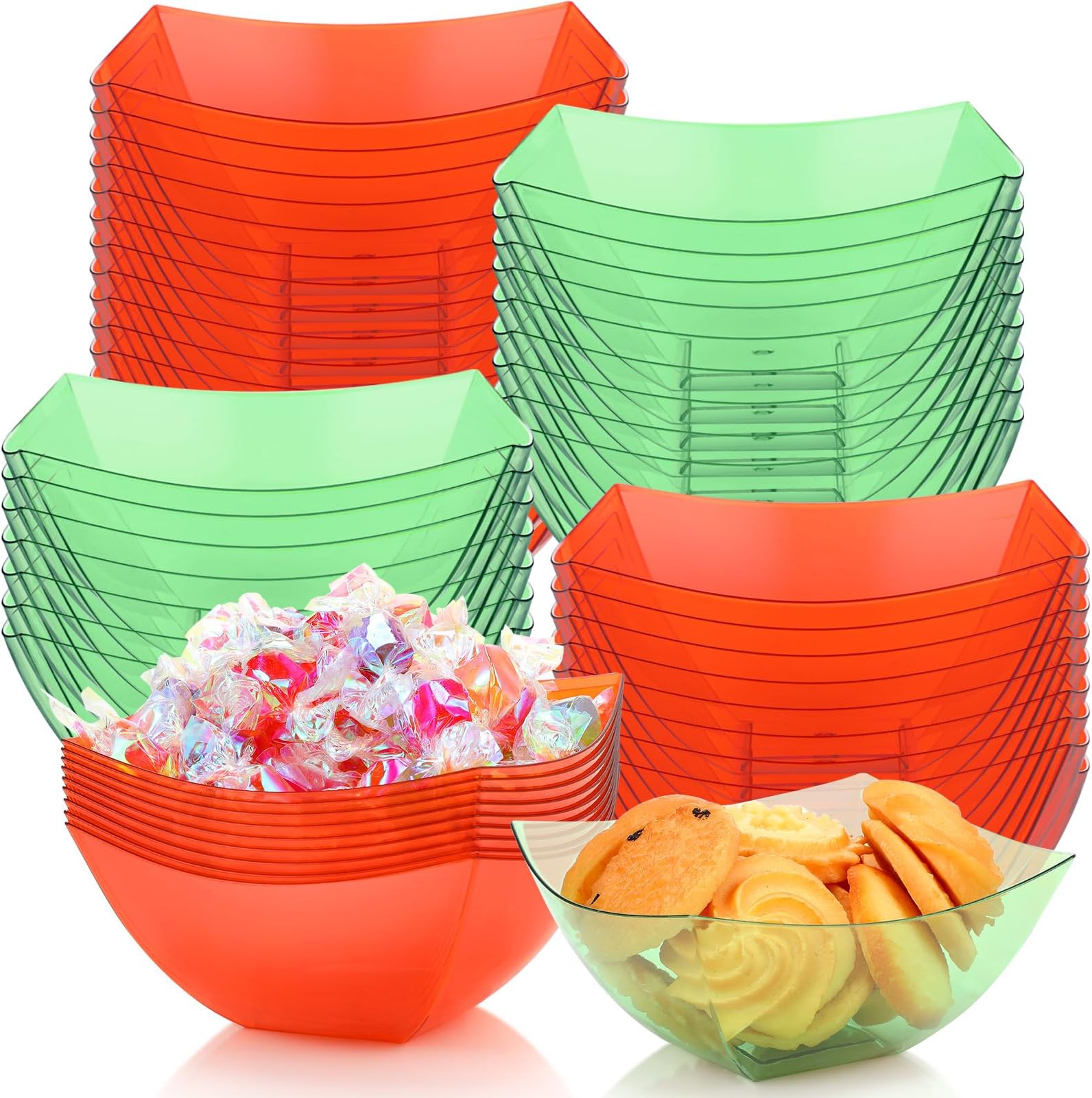 Amazon.com: Nitial 50 Pcs Christmas Square Plastic Serving Bowls for ...
