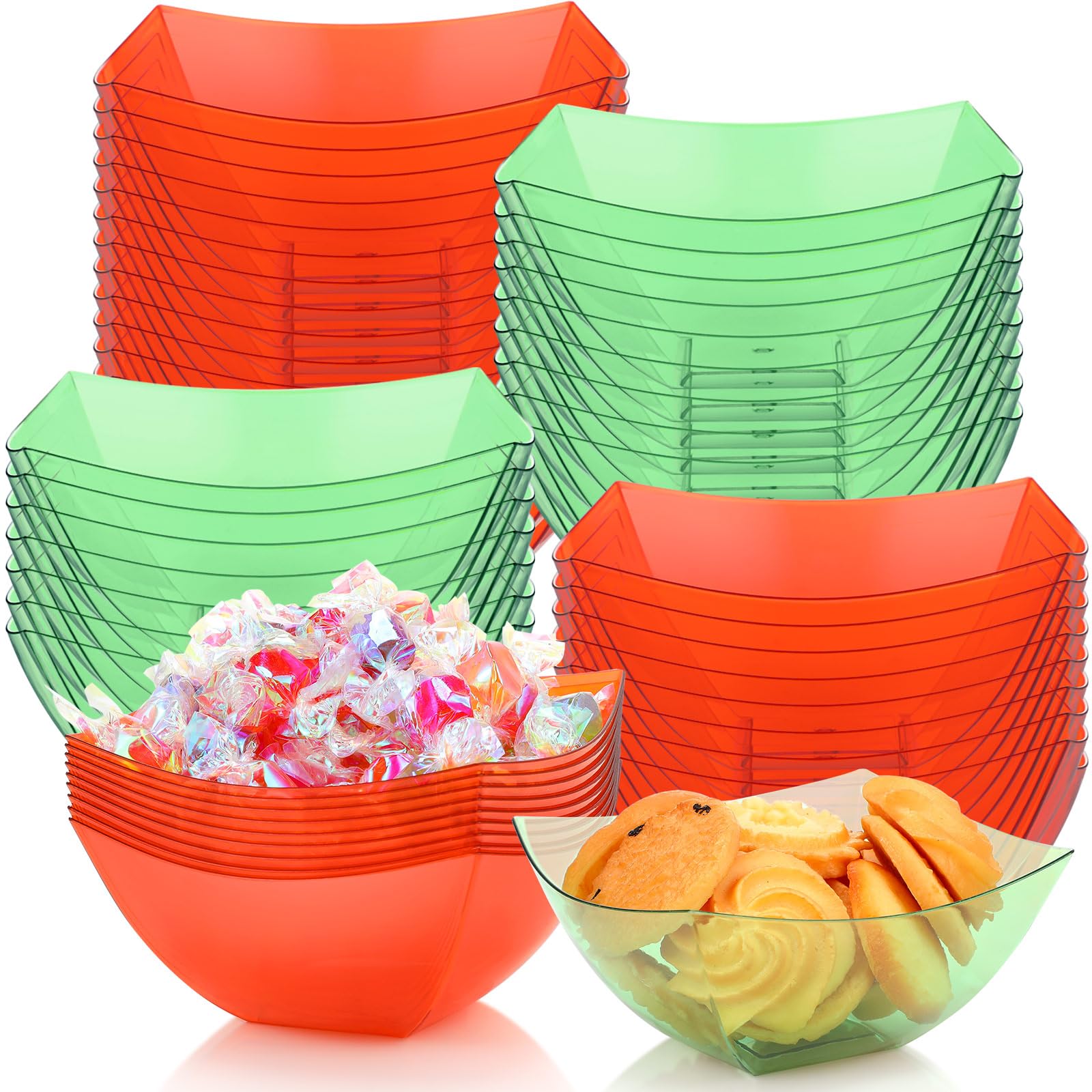 Nitial 50 Pcs Christmas Square Plastic Serving Bowls for Parties 8 oz ...