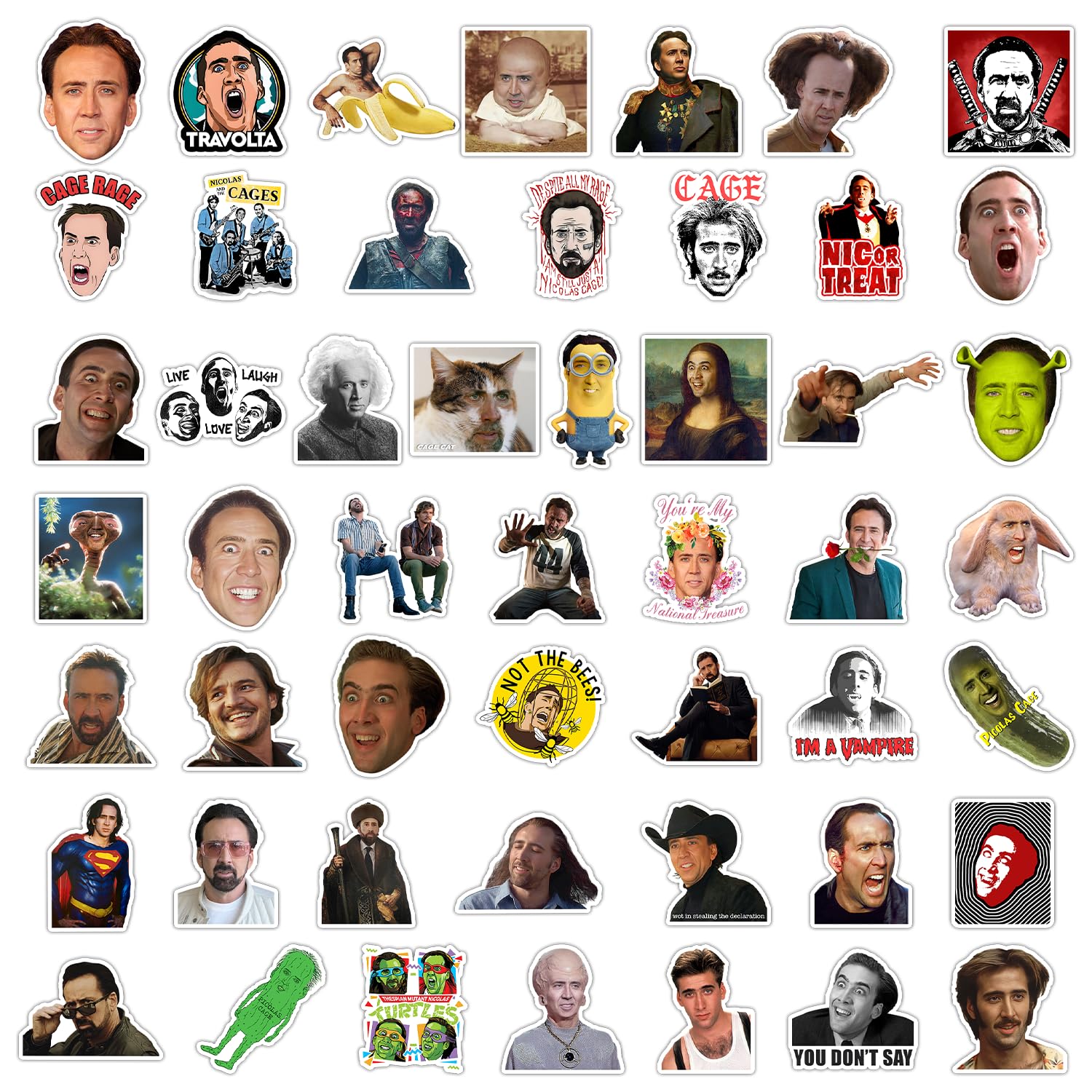 Buy 52 Pcs Nicolas Cage Sticker Pack, Funny Meme Nicolas Cage Stickers ...
