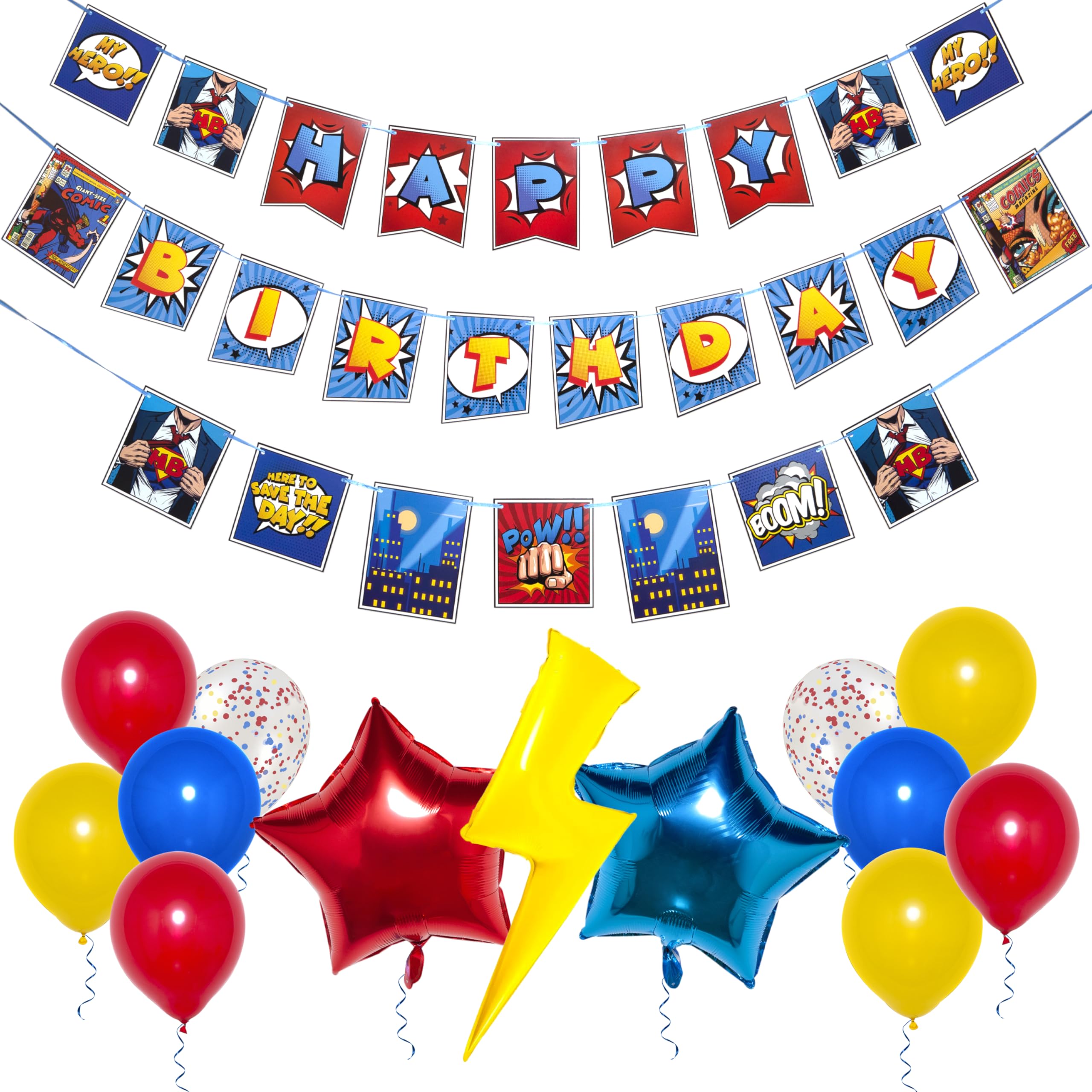 Amazon.com: Pirese Superhero Birthday Decorations, Superhero Birthday ...