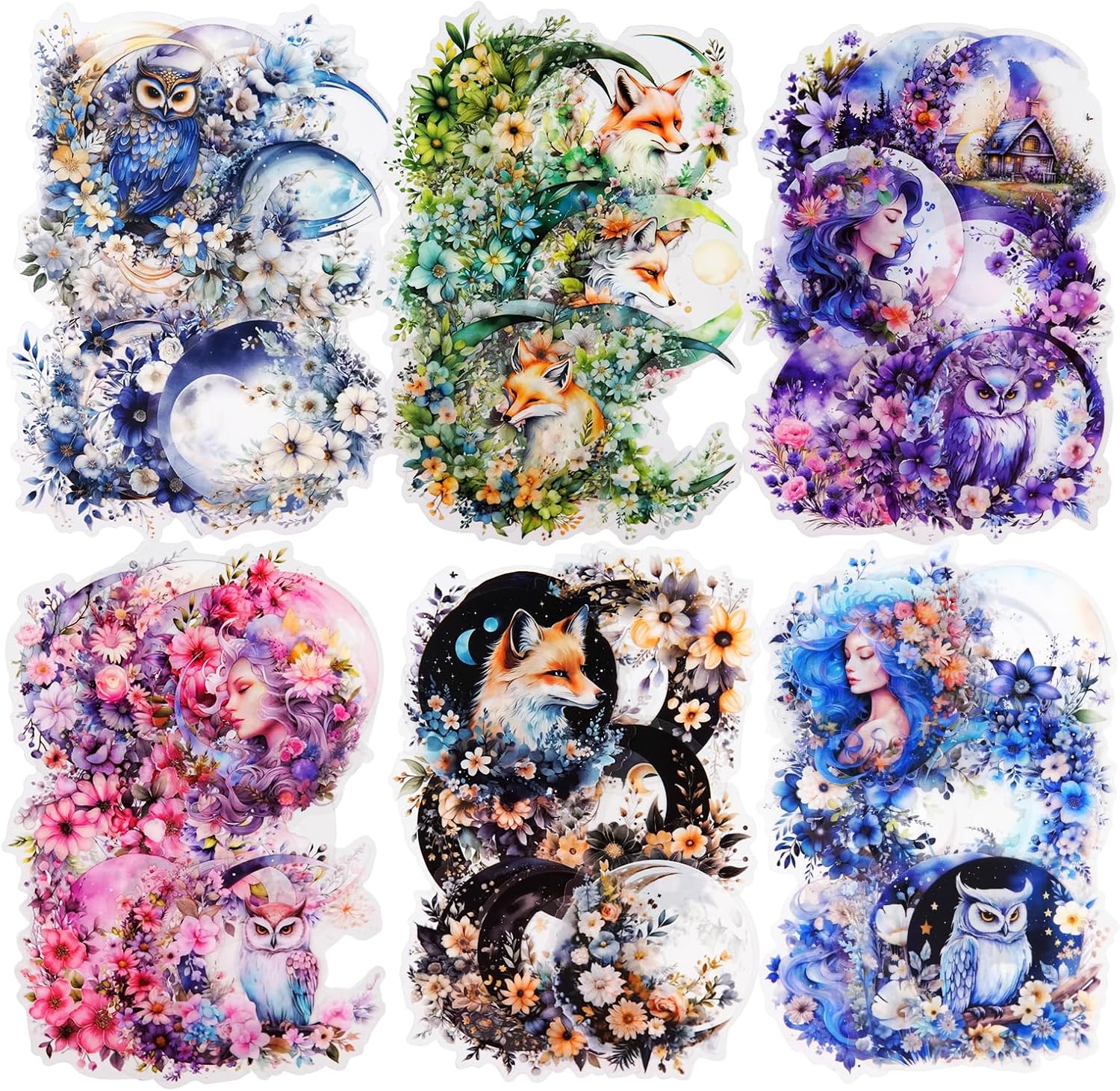 Amazon.com: MiyouLuna 120Pcs Moon Floral PET Stickers, Scrapbook ...