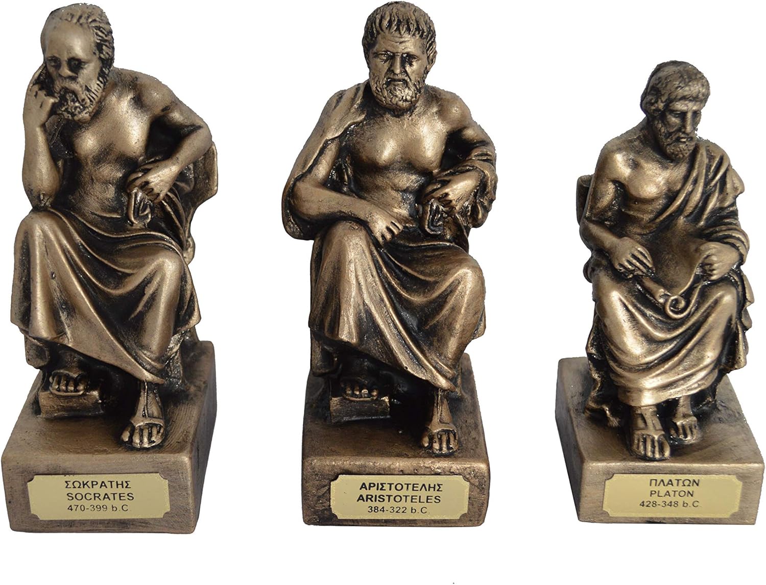 Harilla Bronze Socrates Aristotle Plato Statues - Fathers of Philosophy ...