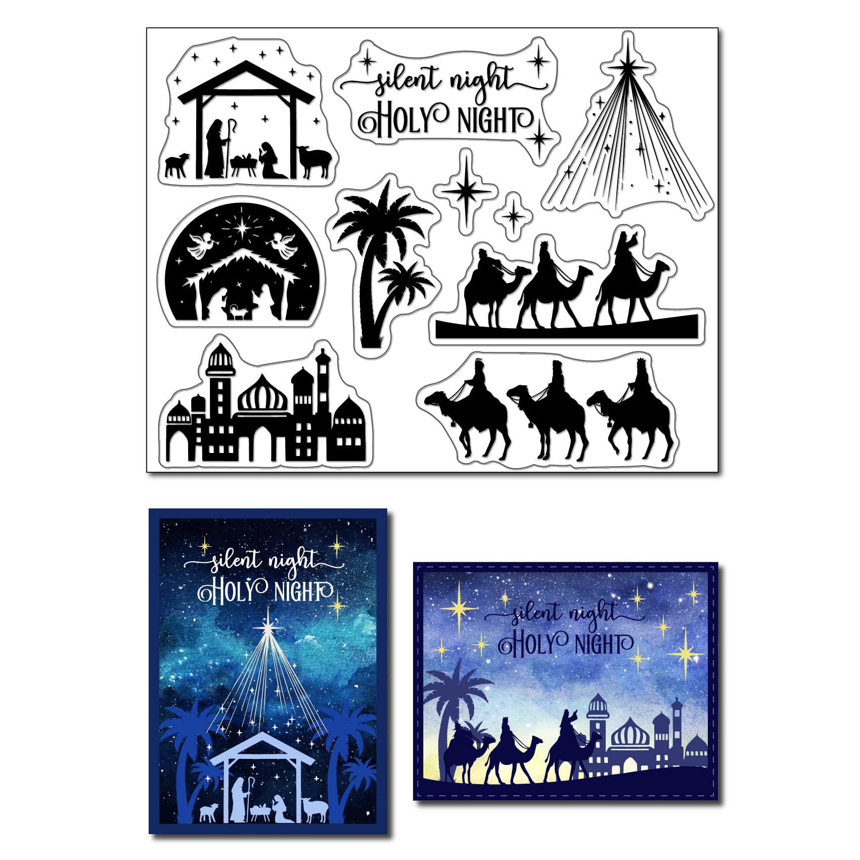 Amazon.com: Arbuya Holy Night Clear Stamps Set Star of Bethlehem ...