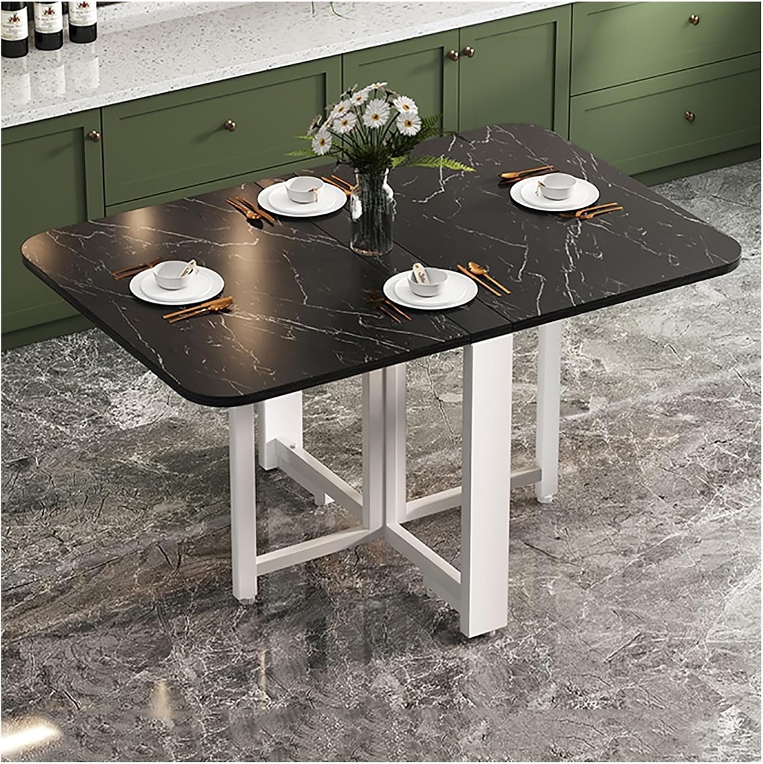 Amazon.com: Folding Dining Table With Modern, Foldable Multipurpose ...
