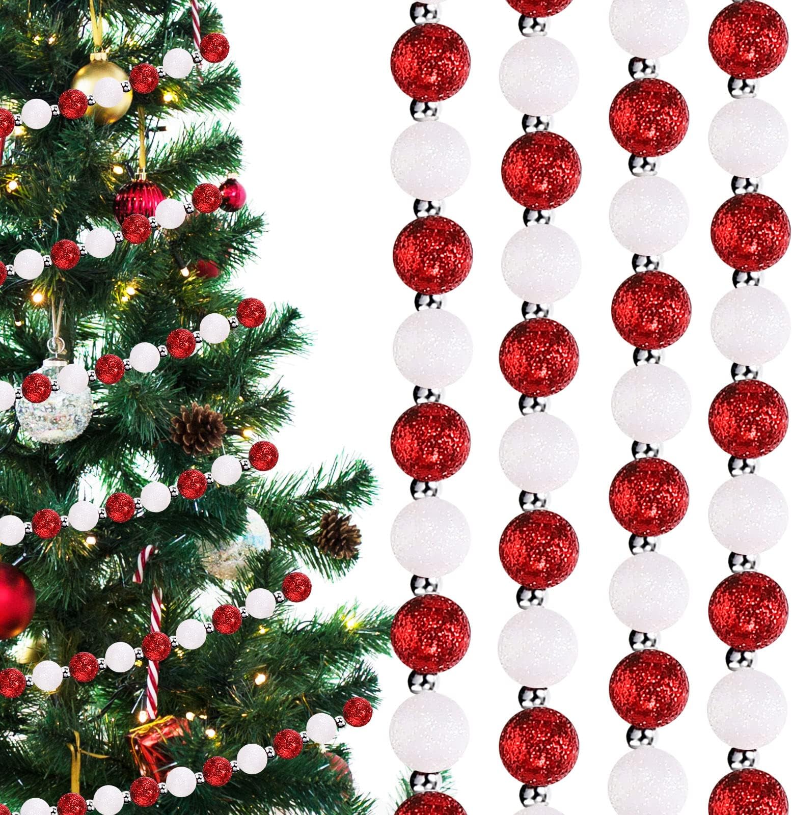 Amazon.com: Hobby Lobby Red & White Ball Ornament Cluster Garland, 4 in ...