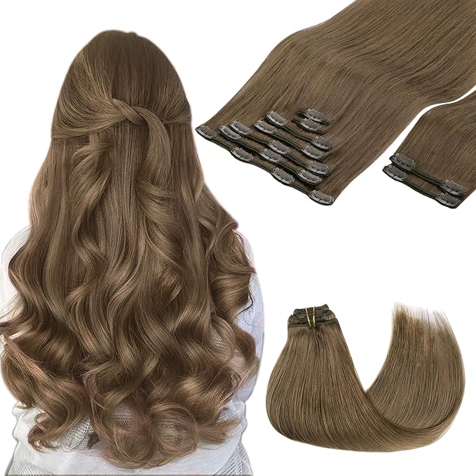 Amazon.com : GOO GOO Clip in Hair Extensions Real Human Hair, Remy ...