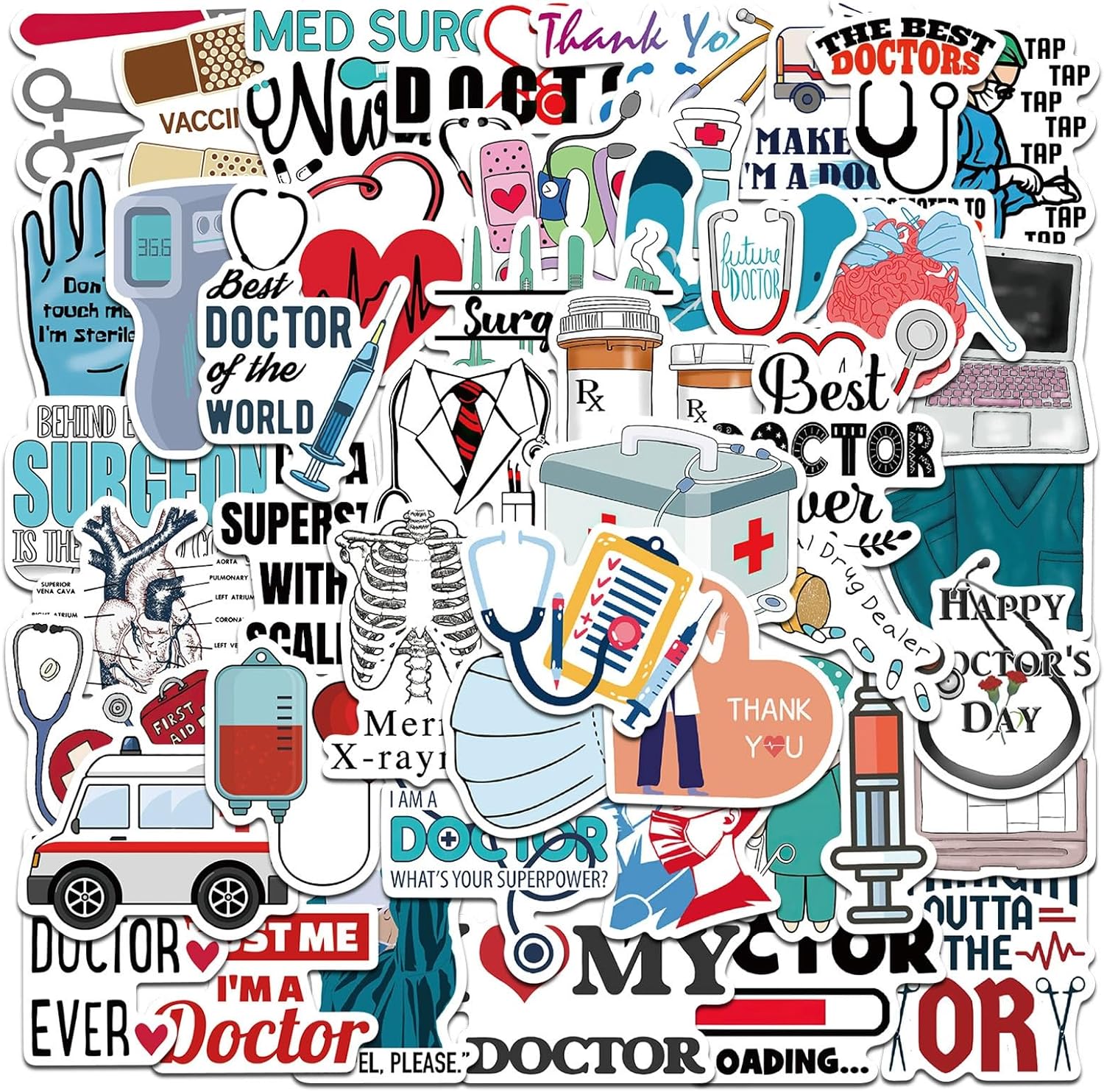 Amazon.com: 50PCS Professional Doctor Stickers, Medical Equipment ...