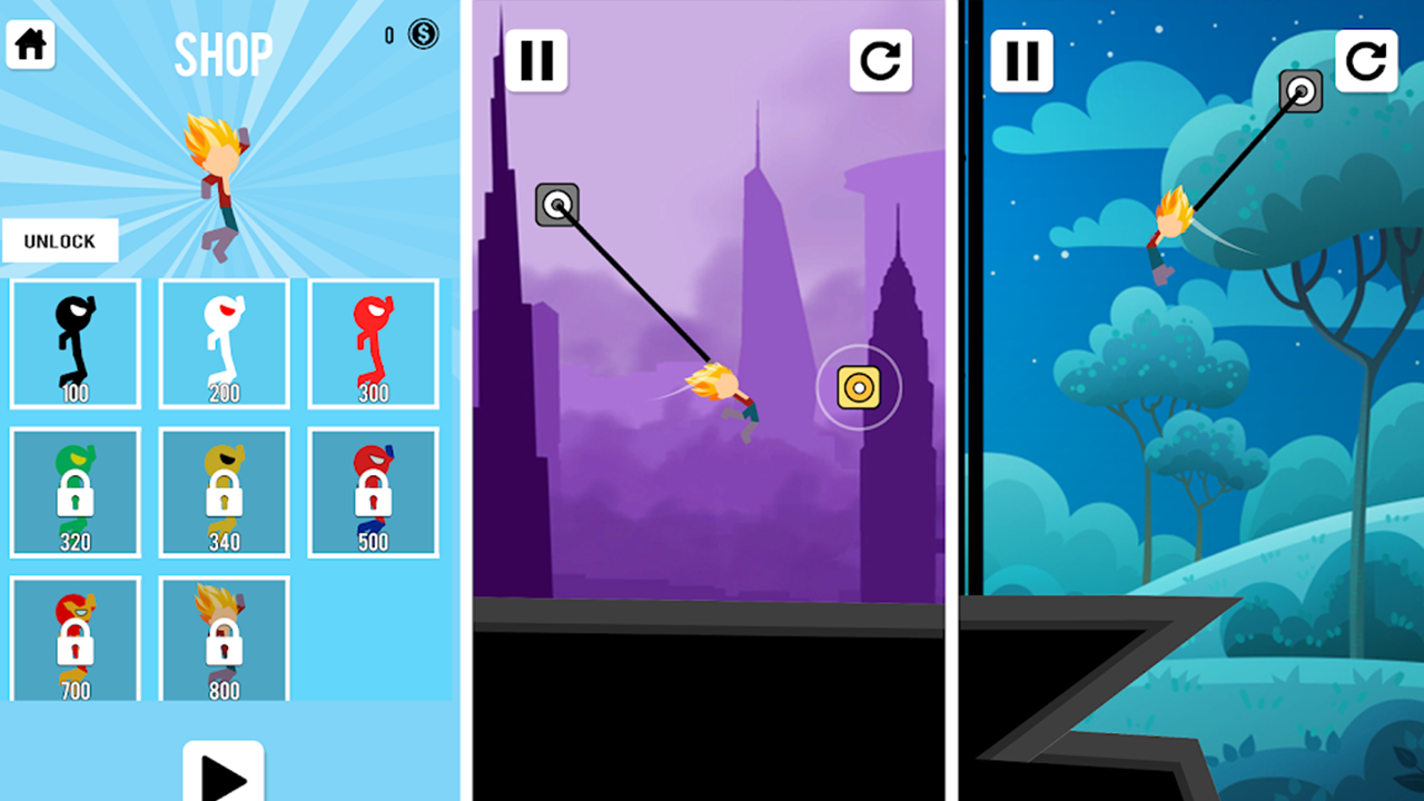 gancho de super-herói stickman - jogos de salto de balanço de herói de ...