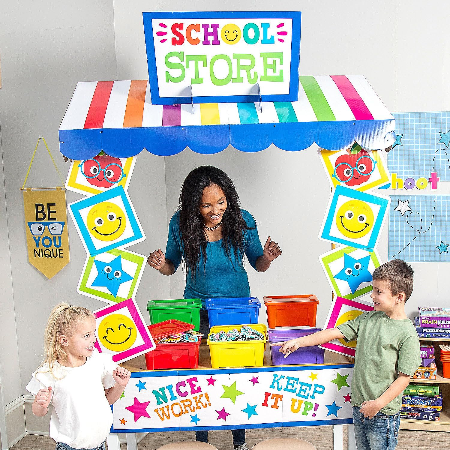 Amazon.com: Fun Express School Store & Storage Tabletop Hut with Frame ...