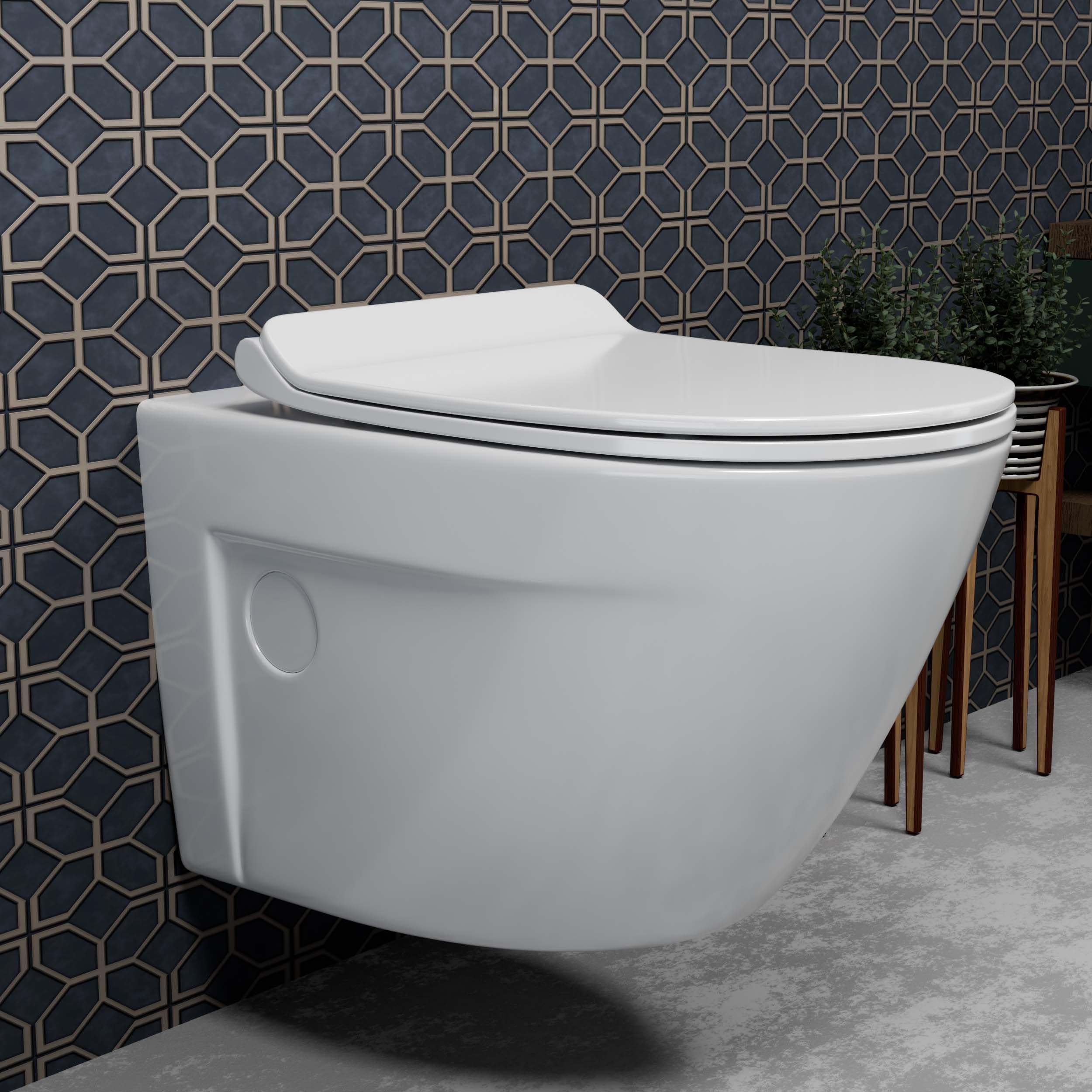 Inart Ceramic Rimless Wall Hung Western Toilet Commode P Trap ...