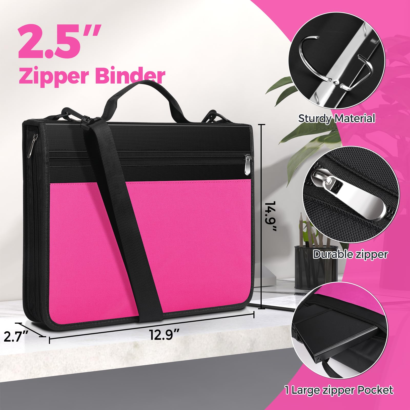 Snapklik.com : KTRIO Zipper Binder, 3 Ring Binder