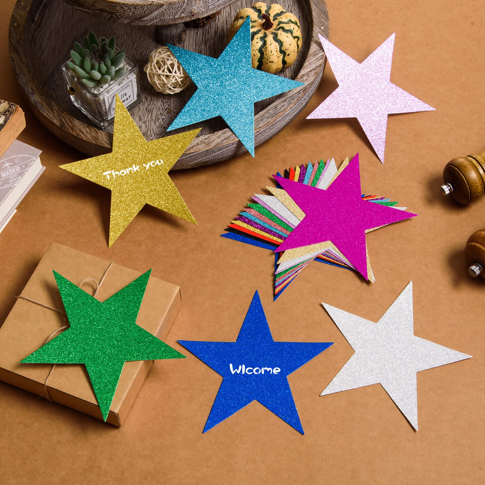 Snapklik.com : 120 Pcs Glitter Star Cutouts Paper Star Confetti Cutout ...
