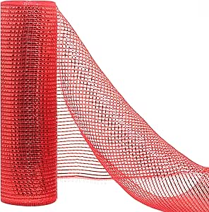 Amazon.com: DIMUGE Deco Mesh 10 Inch x30 Feet, Red More Width Metallic ...