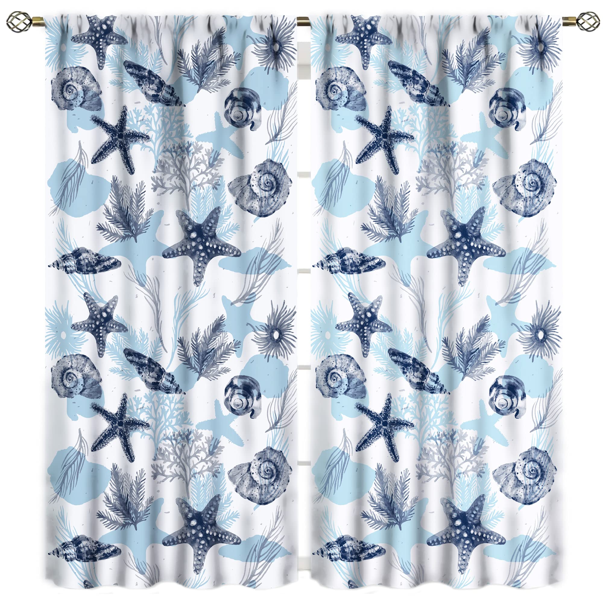 Amazon.com: JESTRONRY Blue & White Beach Sea Starfish Seashell Ocean ...