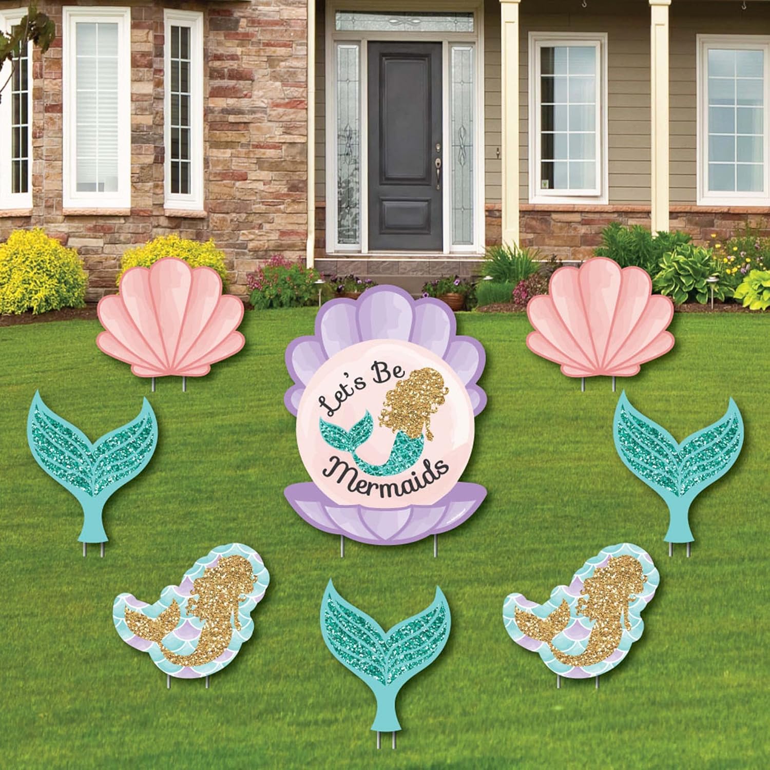 Amazon.com : Big Dot of Happiness Let's Be Mermaids - Yard Sign ...