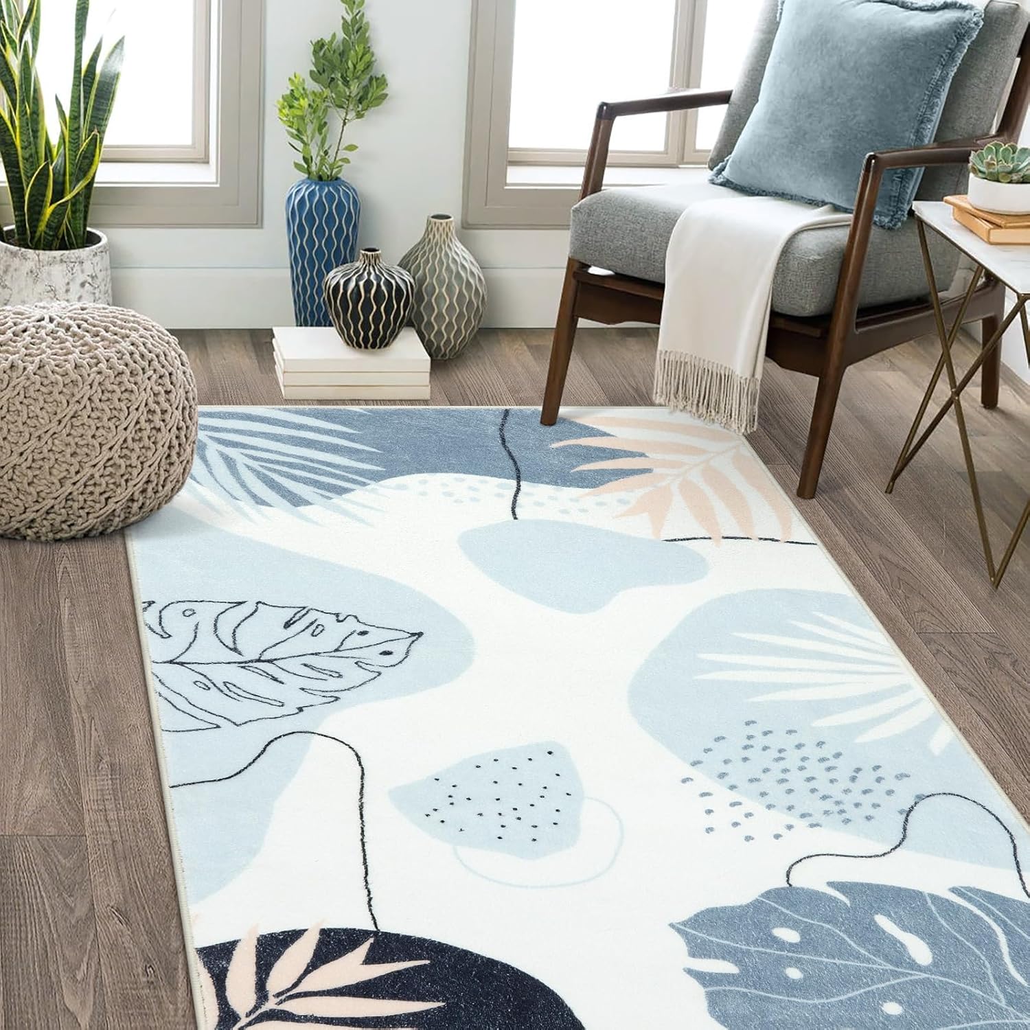 Amazon.com: Seavish Boho Entryway Rugs Indoor 3x5 Small Blue Living ...