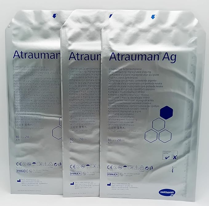 Atrauman Ag 10cm x 20cm - Pack of 3 | Silver-Impregnated Non-Adherent ...