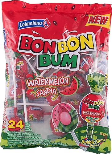 Lollipop Bon Bon Bum with chewing gum inside (Wtermelon) Colombina ...