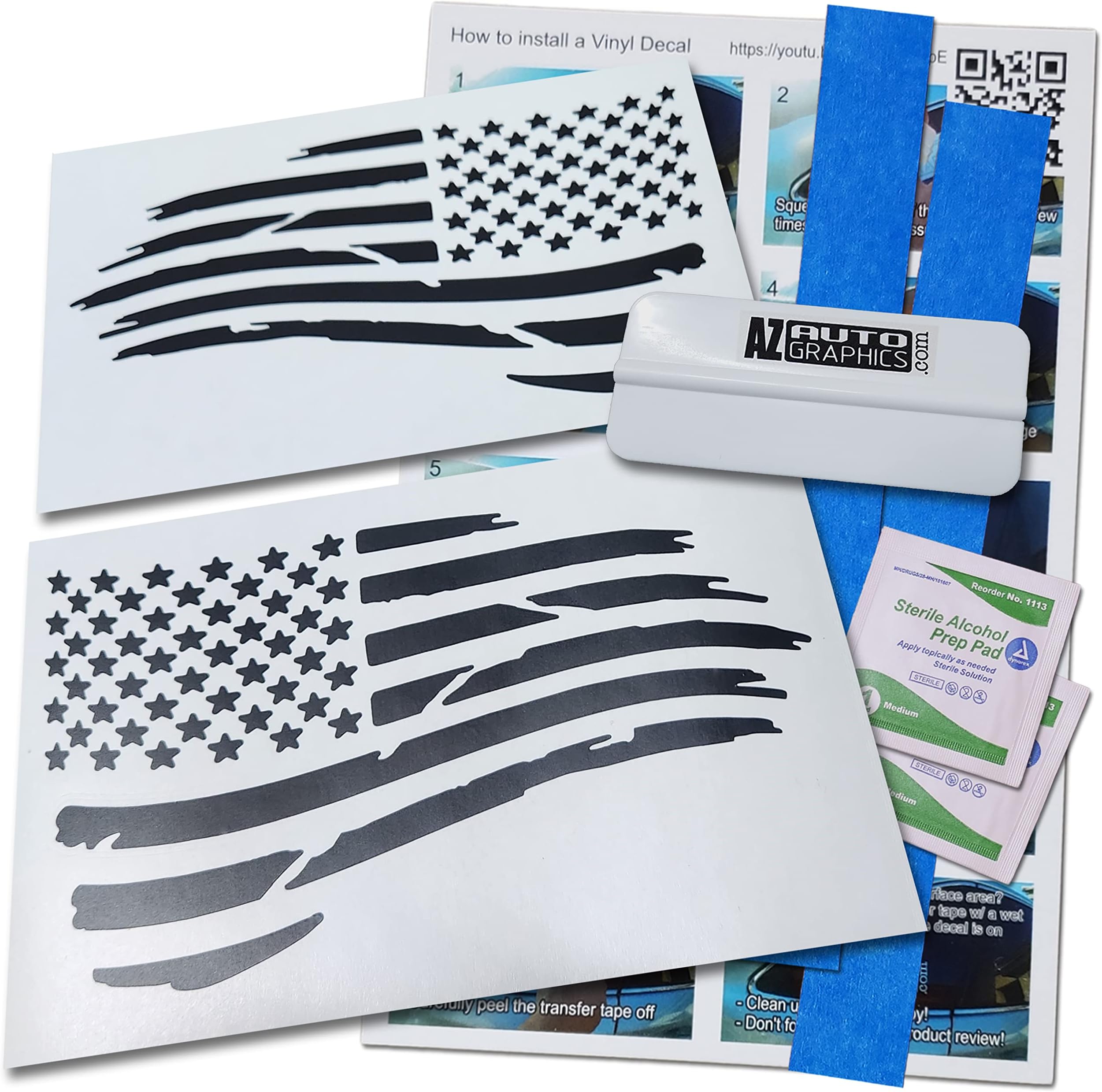 Amazon.com : Pair Distressed USA American Flag Decal Die-Cut Grunge ...